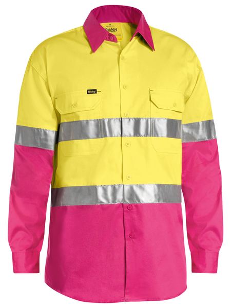 Taped Cool Long Sleeve Hi Vis Shirt - BS6696T - Bisley Lightweight ...