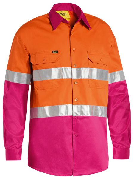 Taped Cool Long Sleeve Hi Vis Shirt - BS6696T - Bisley Lightweight ...