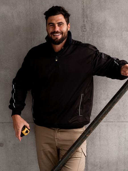 1/4 zip work fleece pullover with sherpa lining - BK6924 - Bisley Workwear
